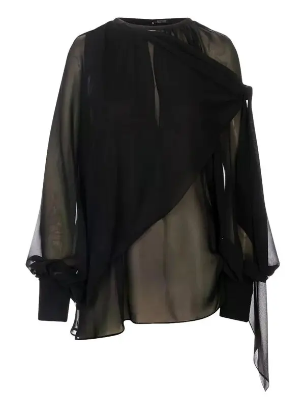 GIANLUCA CAPANNOLO Draped Long-sleeve Blouse - Black