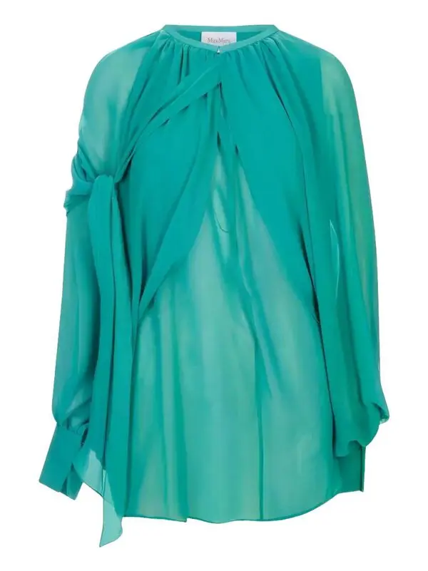GIANLUCA CAPANNOLO Knotted Long-sleeve Blouse - Green