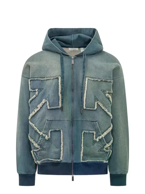 Off-White Arrows Distressed Hoodie - Blue