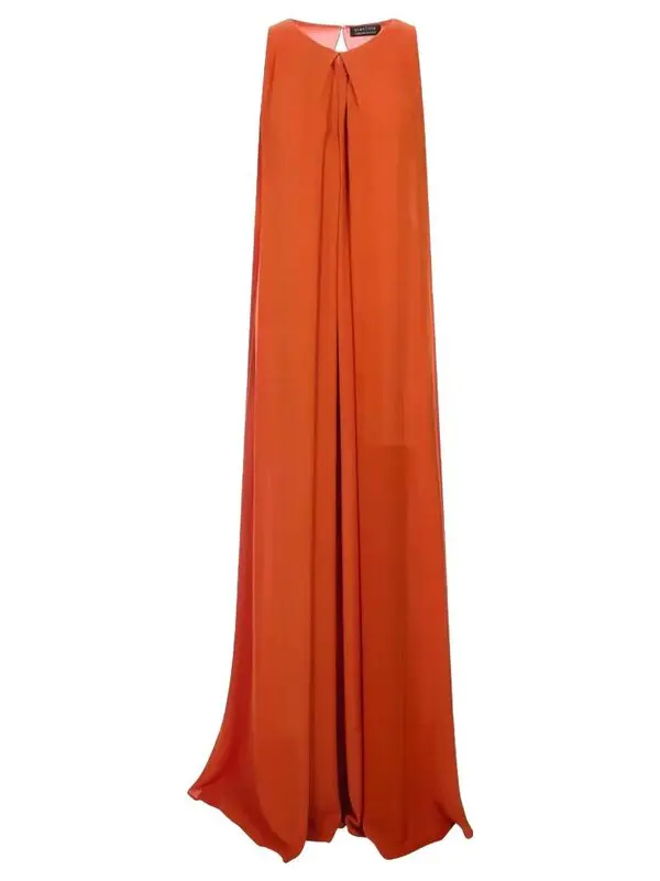 GIANLUCA CAPANNOLO Pleated Sleeveless Maxi Dress - Orange