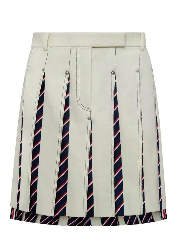 Thom Browne Pleated Striped Skirt - Neutrals