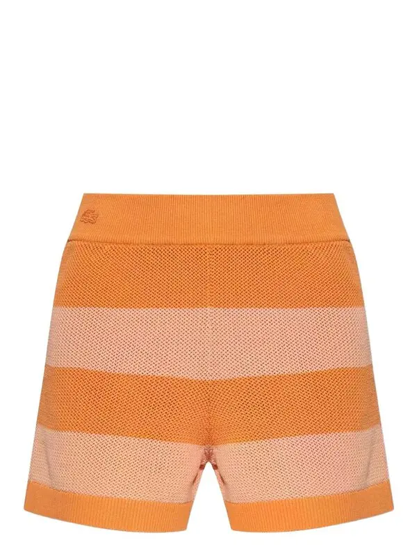 Lacoste Horizontal-stripe Knitted Shorts - Orange