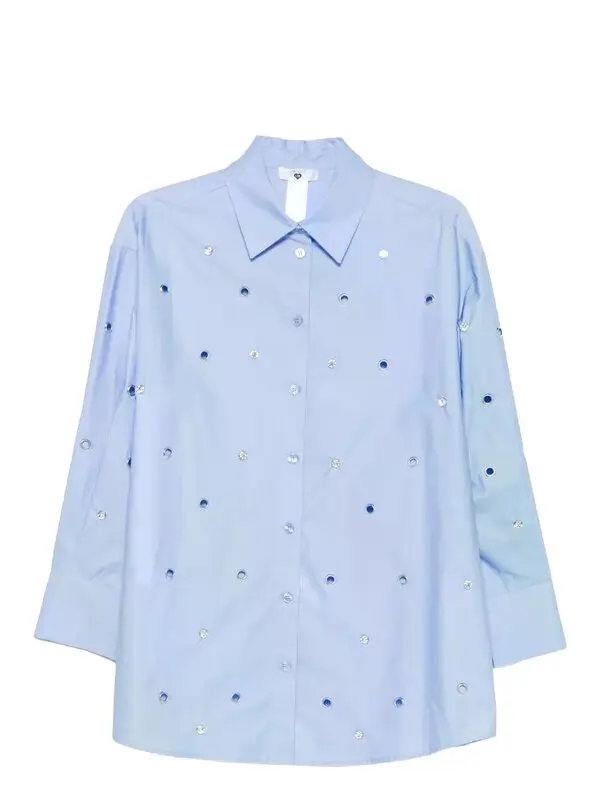 TWINSET Crystal-embellished Eyelet Shirt - Blue