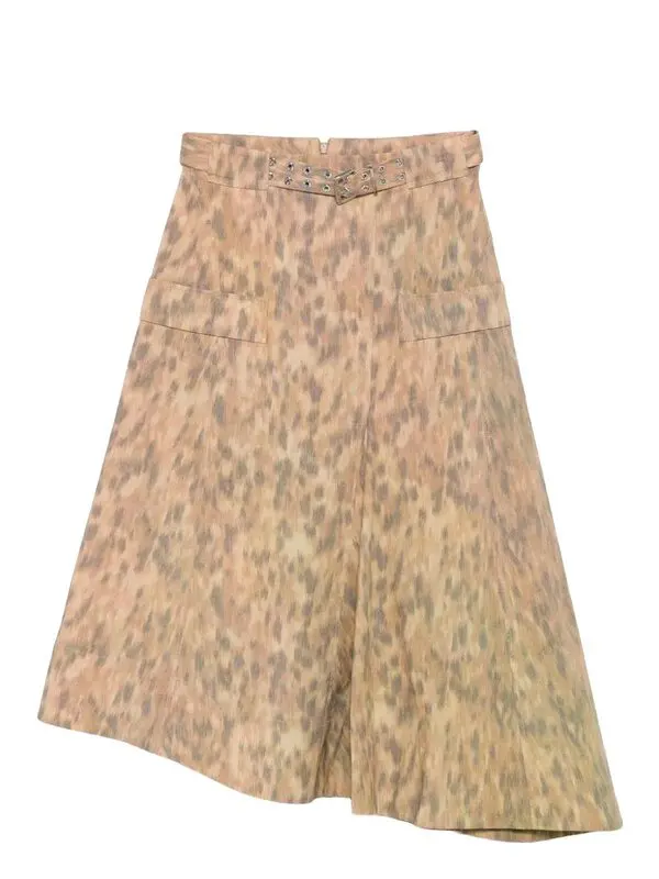 GANNI Leopard-print Belted Skirt - Neutrals