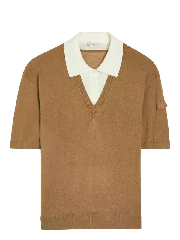 Moncler Wool V-neck Sweater - Brown