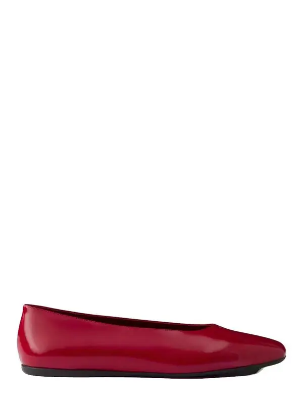 Prada Brushed Leather Ballerinas - Red