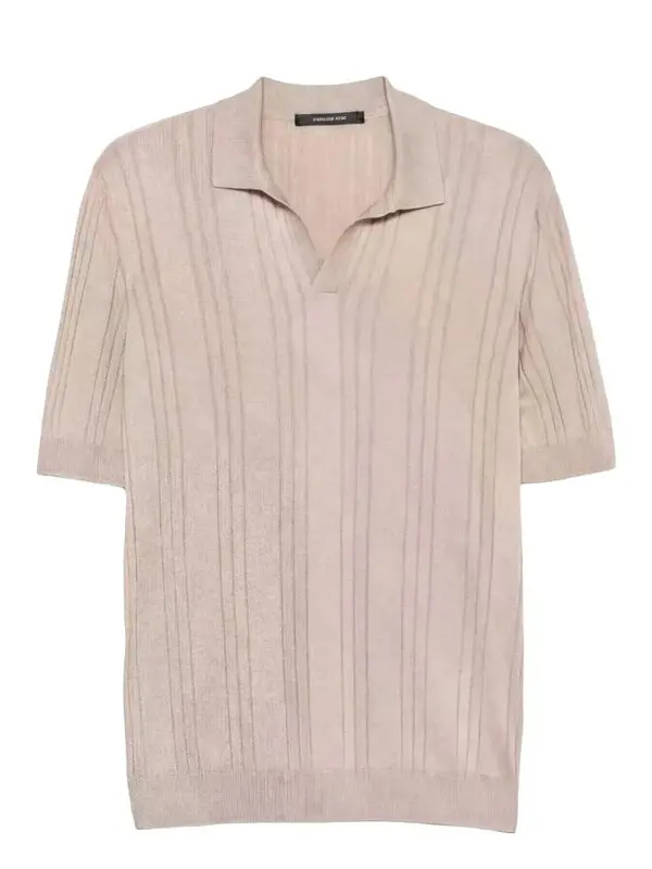 Tagliatore Ribbed-knit Polo-collar T-shirt - Neutrals