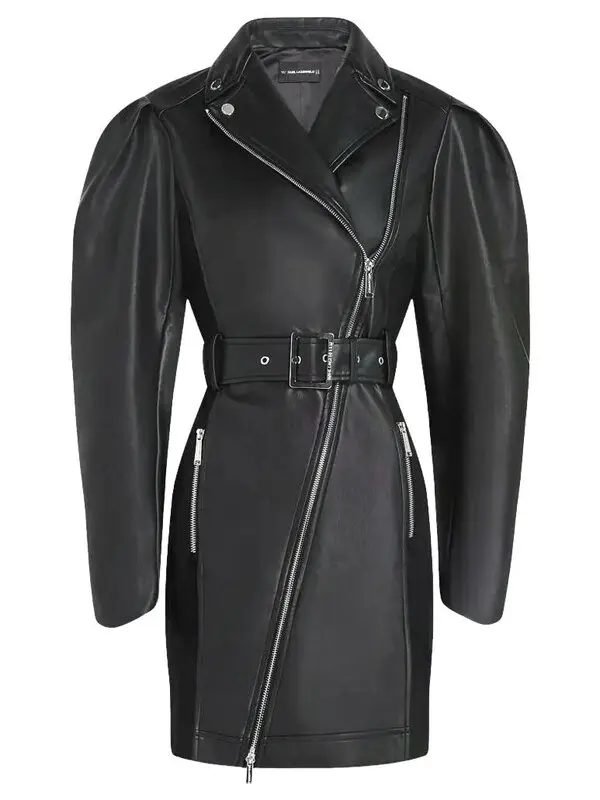 Karl Lagerfeld Mini Belted Biker Dress - Black