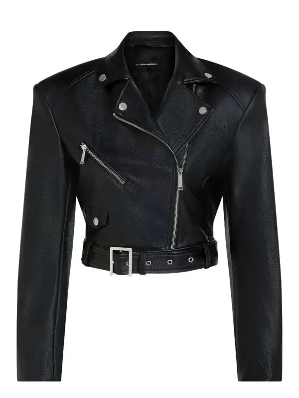 Karl Lagerfeld Belted Biker Jacket - Black