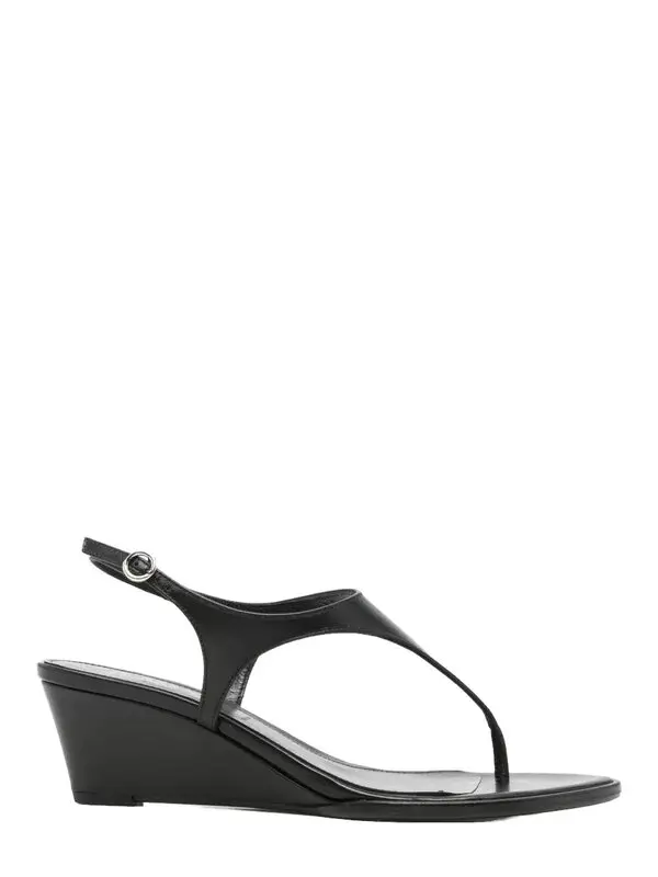 AeydĒ Roose Leather Wedge Sandals - Black