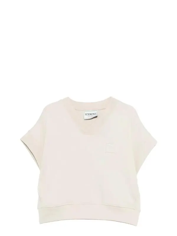 Iceberg Logo V-neck Sweatshirt - Neutrals