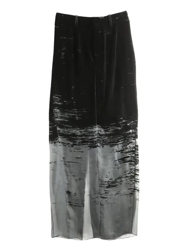 GRACE LING Glitch-effect Maxi Skirt - Black