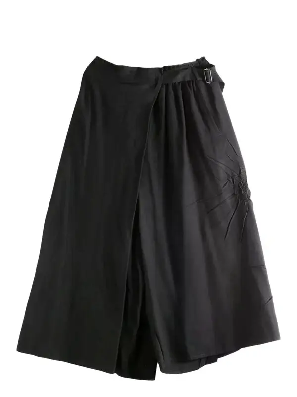 Yohji Yamamoto Wrap-design Sunburst-pleat Skirt - Black