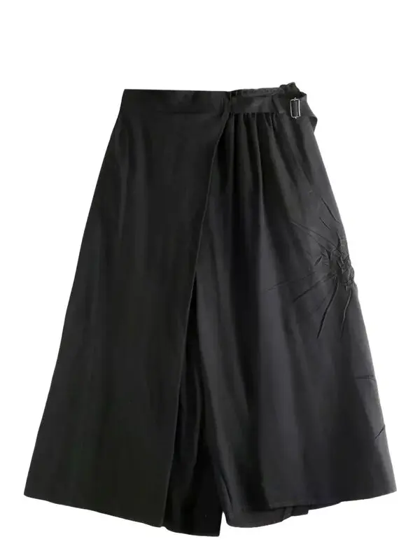 Yohji Yamamoto Wrap-design Sunburst-pleat Skirt - Black