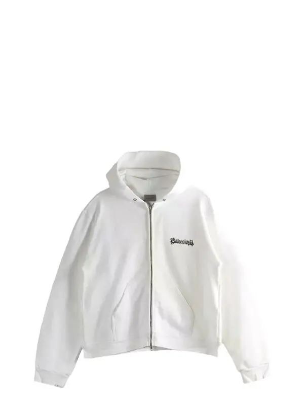 Balenciaga Graphic-print Zip-up Hoodie - White