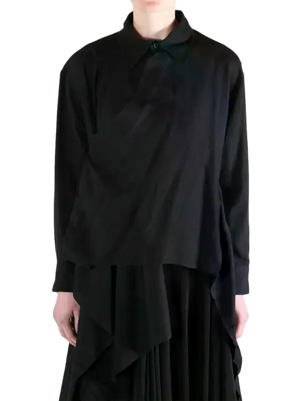 Yohji Yamamoto Asymmetric Handkerchief-hem Shirt - Black