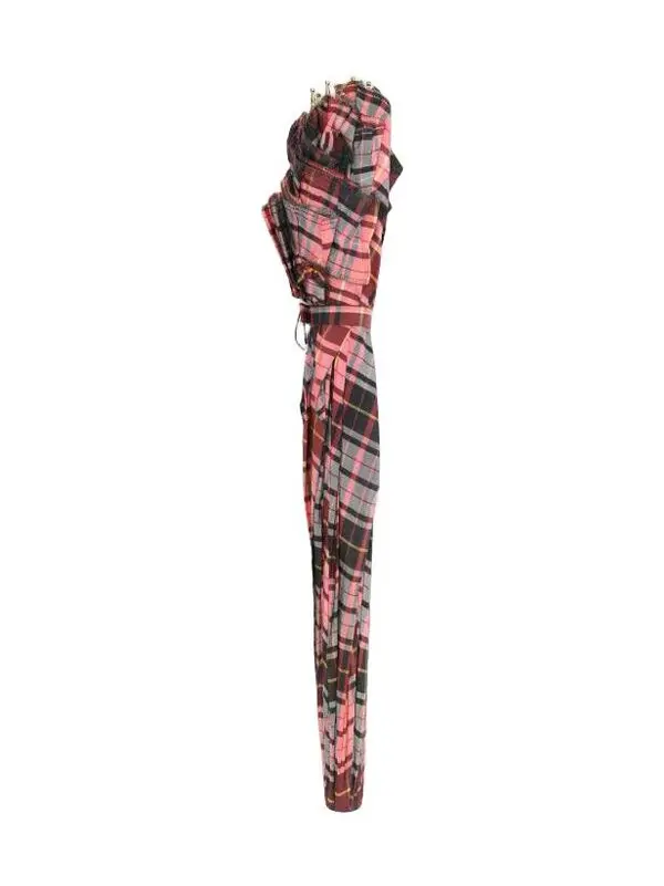 Versace 1990s Check Ruffle Umbrella - Red