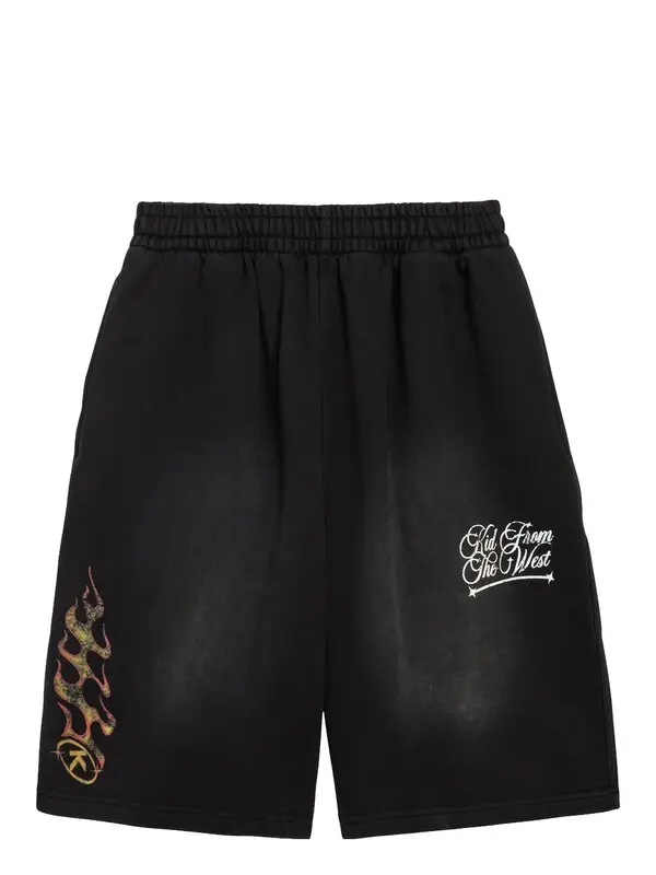 KIDWEST Logo-print Cotton Shorts - Black