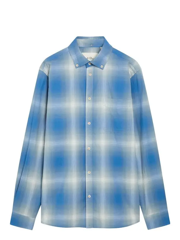 LES DEUX Kent Checked Cotton-poplin Shirt - Blue