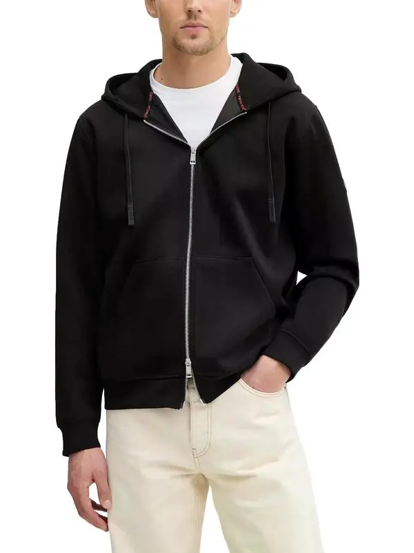 Guess Logo-patch Zip-up Hoodie - Black