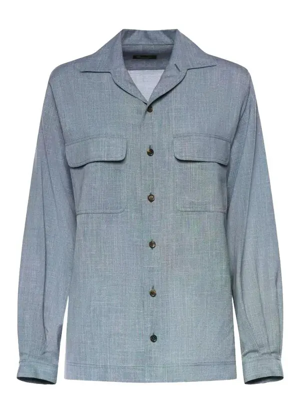 Loro Piana Ida Notched-collar Flap-pocket Shirt - Blue