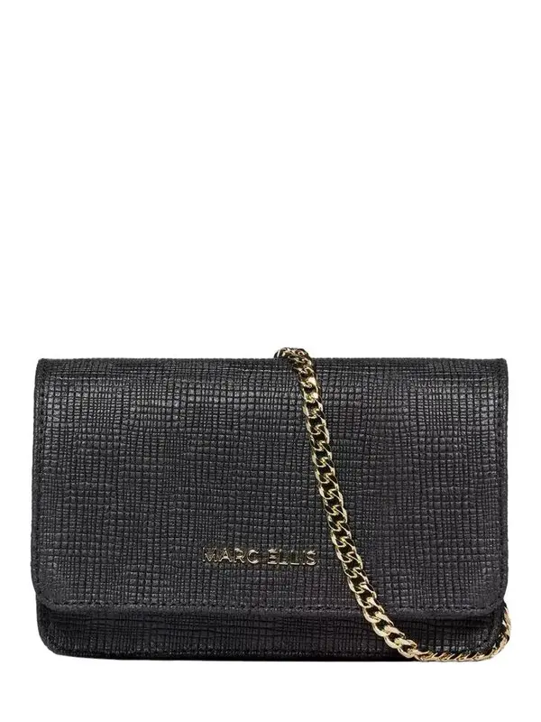 MARC ELLIS Textured Clutch With Chain Strap - Black