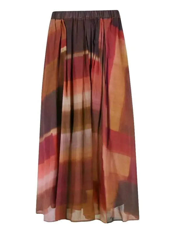 KILTIE Abstract Print Gathered Skirt - Red