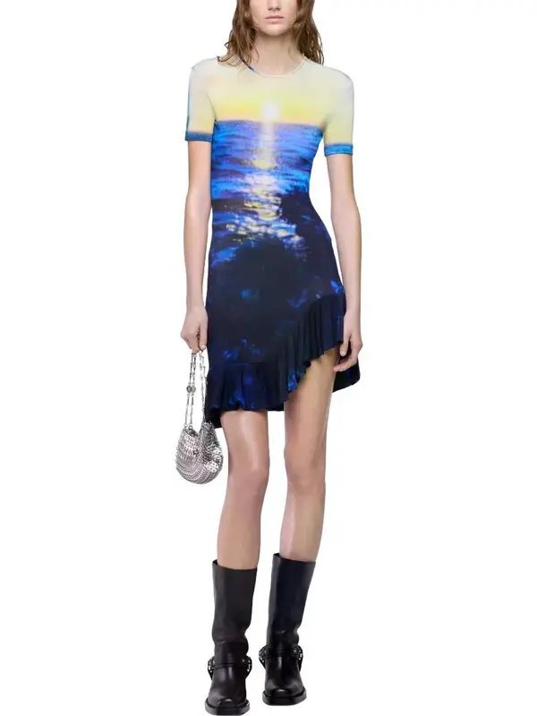 Rabanne Sunset-print Mini Dress - Blue