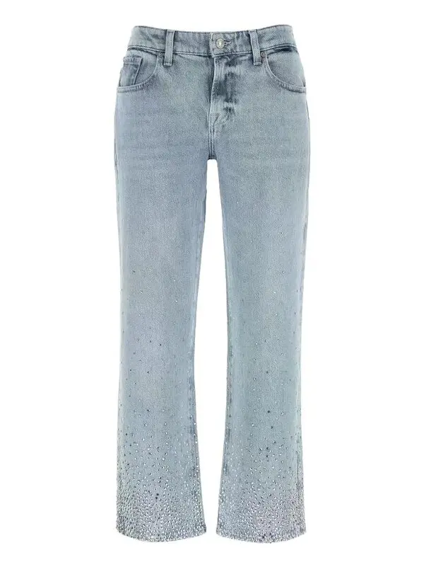 7 For All Mankind Calie Crystal-embellished Straight Leg Jeans - Blue