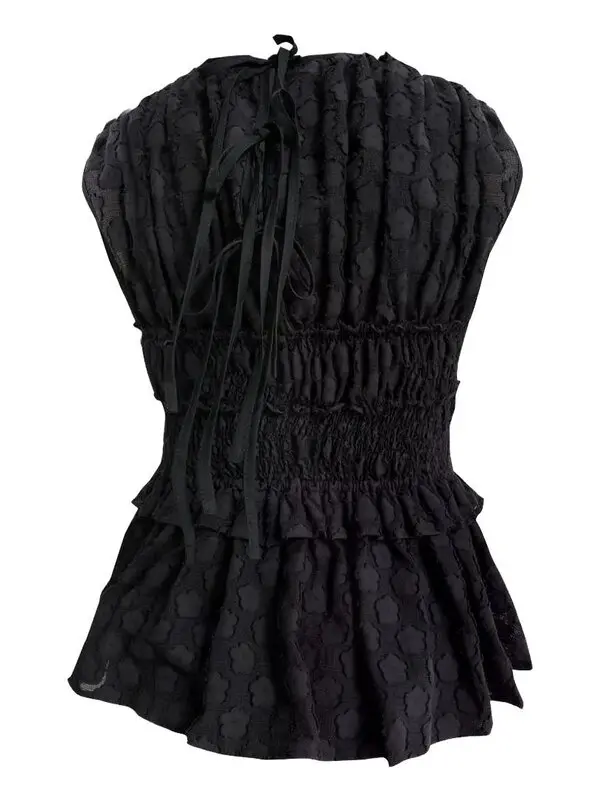 Cecilie Bahnsen Shirred Cloqué Top - Black