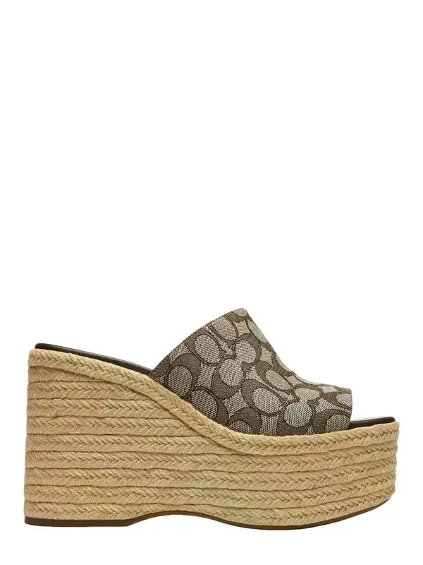 COACH Logo Platform Sandals - Neutrals
