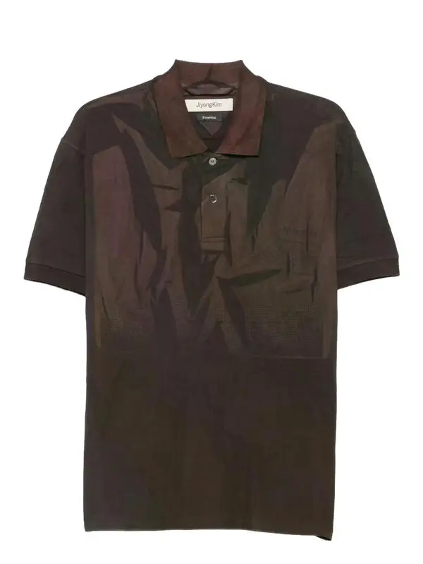 JIYONGKIM Sun-faded Cotton Polo Shirt - Brown