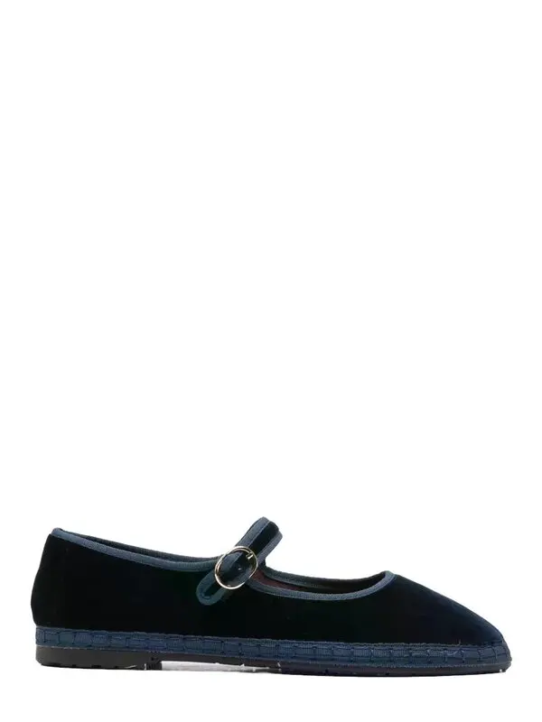 FLABELUS Molly Velvet Ballet Flats - Blue