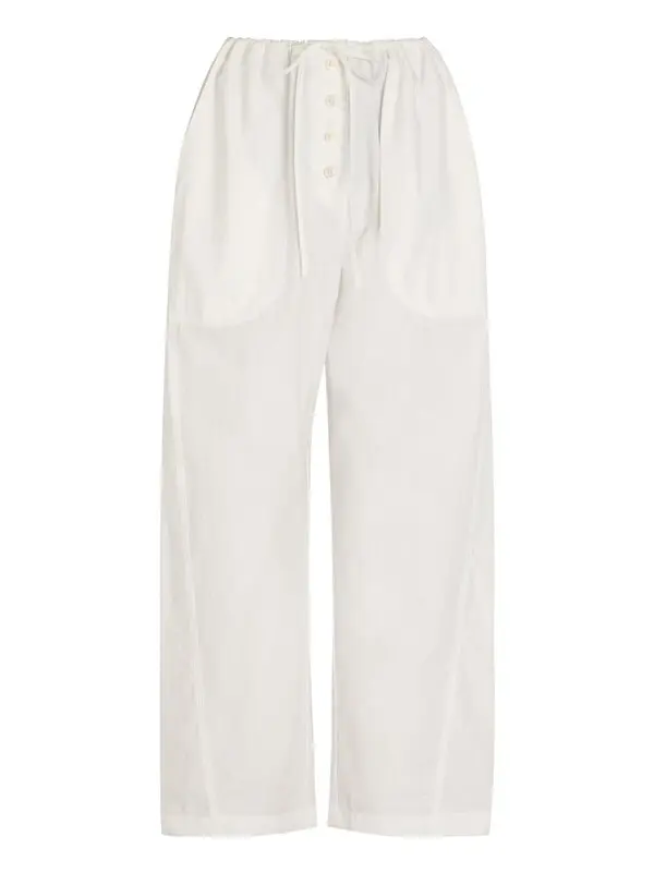 Studio Nicholson Drawstring Straight-leg Cotton Trousers - White