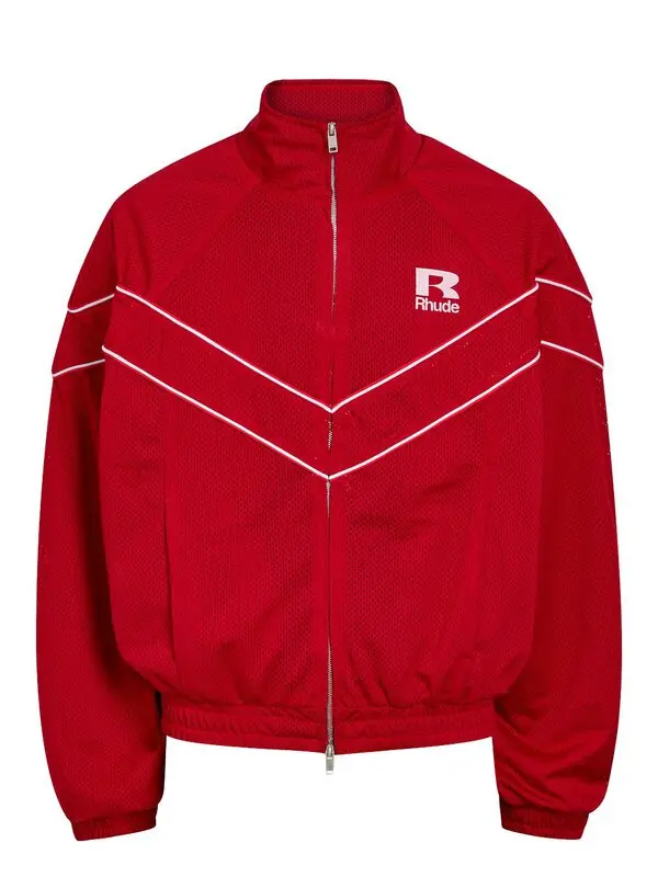 Rhude Pipe-trimmed Mesh Track Jacket - Red
