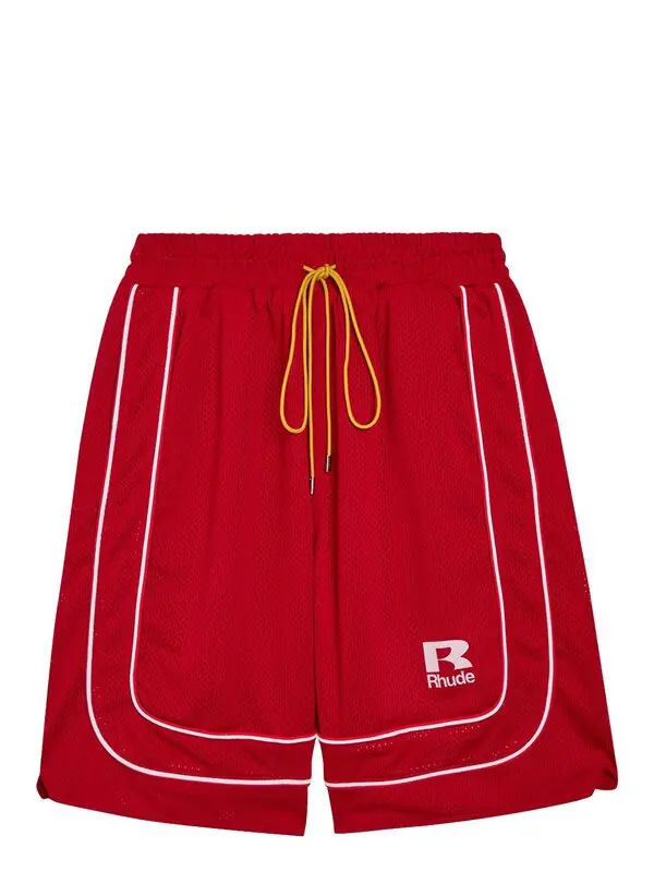 Rhude Pipe-trimmed Mesh Shorts - Red
