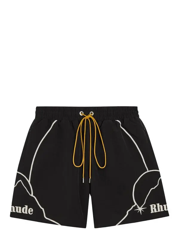 Rhude Moonlight Embroidered Shell Shorts - Black