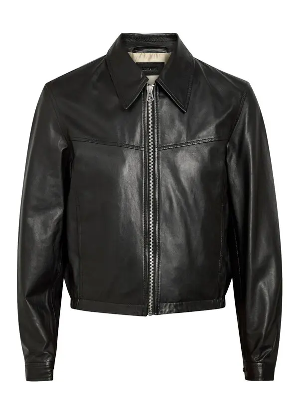 LEMAIRE Leather Biker Jacket - Black
