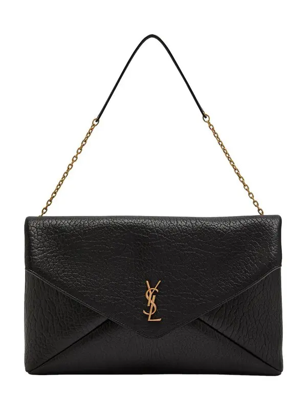 Saint Laurent Envelope Grained Leather Pouch - Black