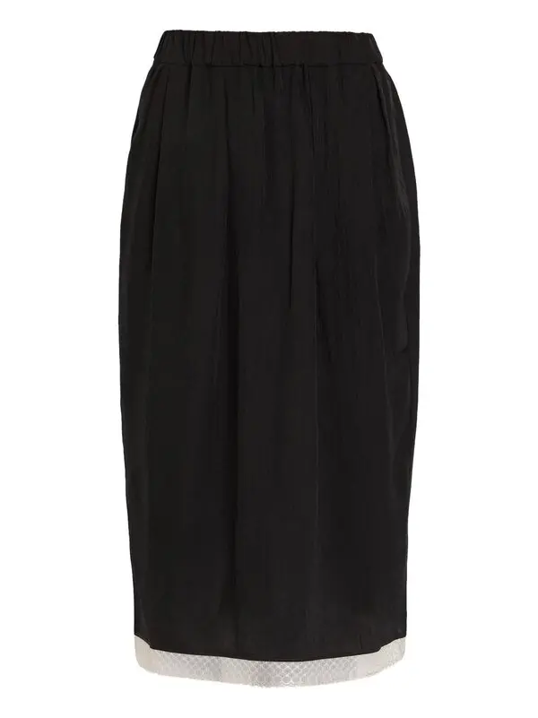 Maria Mcmanus Woven Midi Skirt With Lace Trim - Black