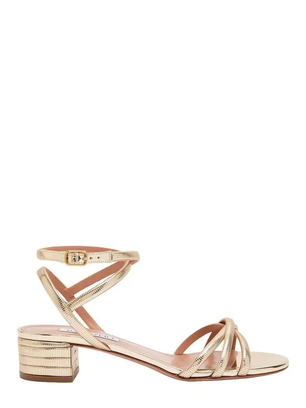 AQUAZZURA Heatwave 35 Ribbed Metallic Sandals - Gold