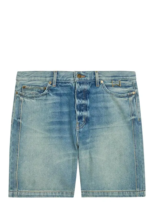 Rhude Boxy Traxedo Denim Shorts - Blue