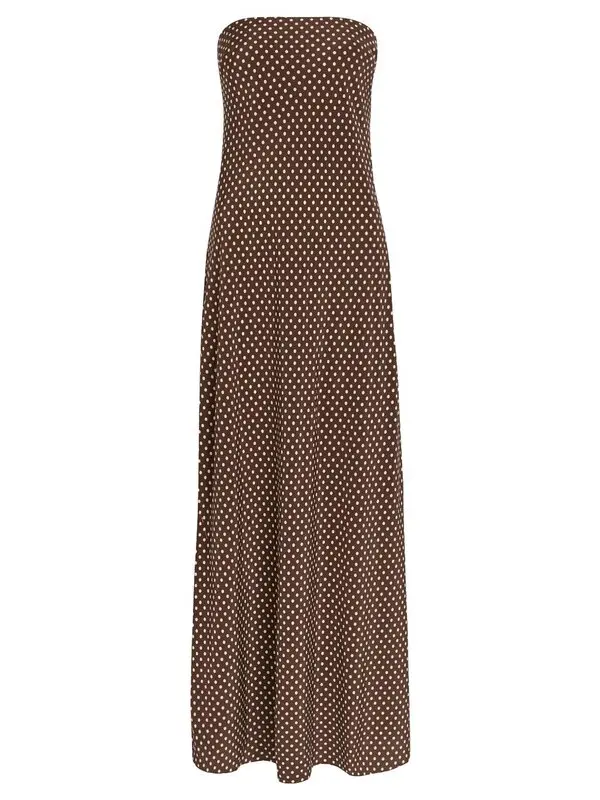 Matteau Polka Dot Silk Midi Dress - Brown