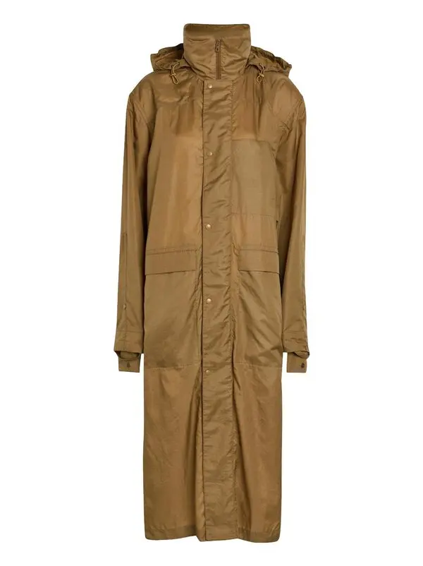 LEMAIRE Hooded Water-repellent Nylon Raincoat - Camel