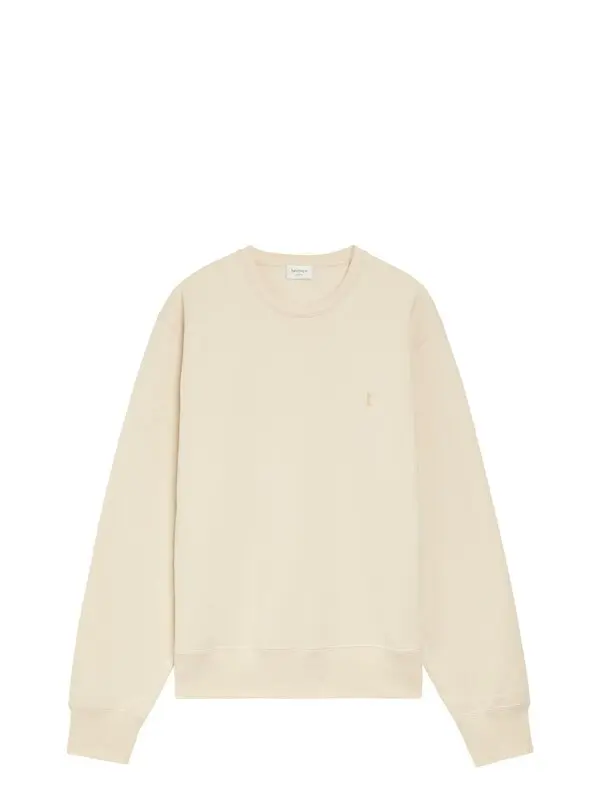 Saint Laurent Logo-embroidered Cotton Sweatshirt - Off White