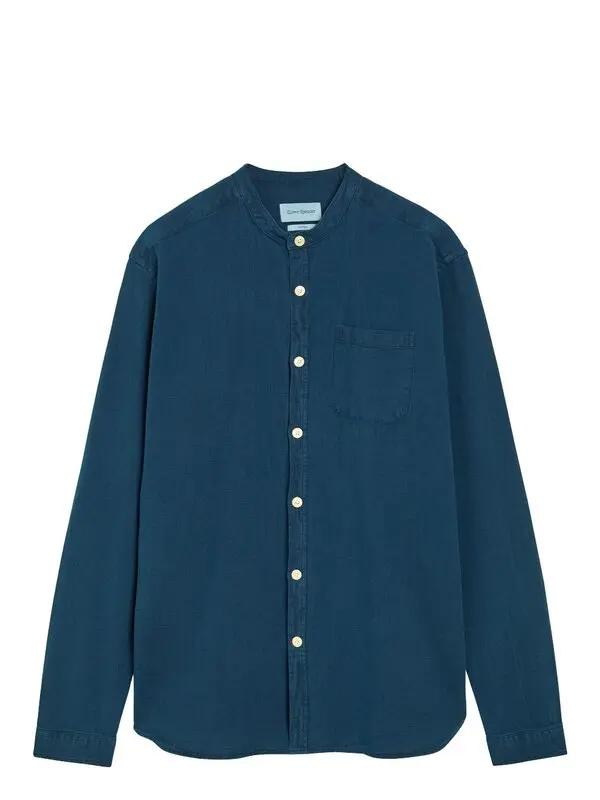 Oliver Spencer Grandad Cotton Shirt - Indigo