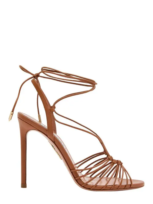 AQUAZZURA Ritmo 105 Leather Sandals - Brown