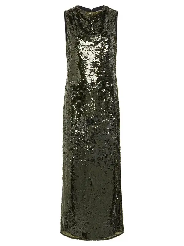 Shona Joy Olympia Sequin-embellished Tulle Maxi Dress - Green