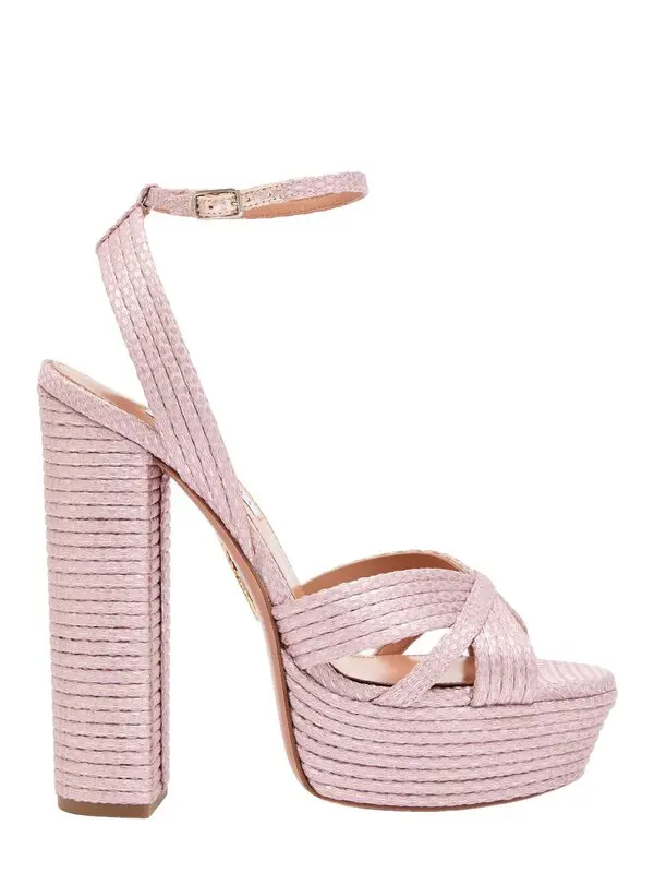 AQUAZZURA Sundance 140 Woven Sandals - Pink