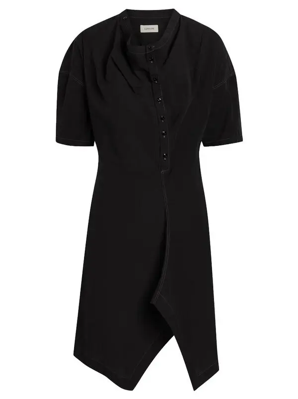 LEMAIRE Asymmetric Cotton Mini Dress - Black